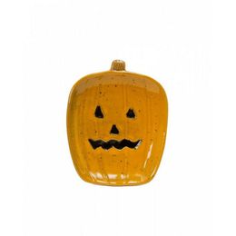 Horror-Shop Dekoobjekt Halloween Kürbis Keramik Teller Gelb 17 cm