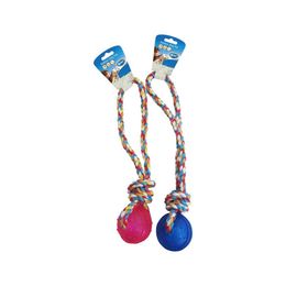 DUVO+ Spielknochen Hundespielzeug TPR Ball mit Seil