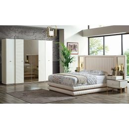 JVmoebel Schlafzimmer-Set Schlafzimmer Set Bett 2x Nachttische Kleiderschrank Design Möbel