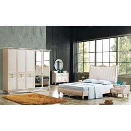 JVmoebel Schlafzimmer-Set Luxus Schlafzimmer Set Bett + 2x Nachttische+Schrank+Kommode