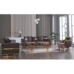 JVmoebel Wohnzimmer-Set Designer Sofagarnitur 3+3+1 Sitzer Couch Polster Sitzgarnitur Set Neu
