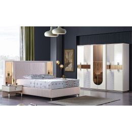 JVmoebel Schlafzimmer-Set Luxus Schlafzimmer Set Bett 2x Nachttische Schrank Holz Komplettes