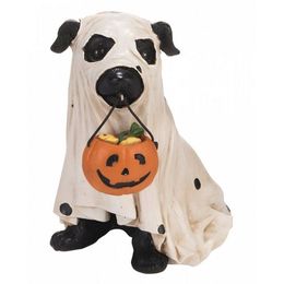 Horror-Shop Dekoobjekt Verkleideter Halloween Hund im Geist Kostüm mit Kü