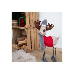 BURI Dekofigur Weihnachts-Rentier mit Wackelkörper 55cm Weihnachtsdeko Winterdeko Tis