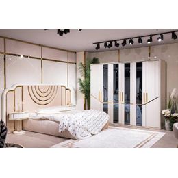 JVmoebel Schlafzimmer-Set Modern Schlafzimmer Set Bett 2x Nachttische Kleiderschrank Design