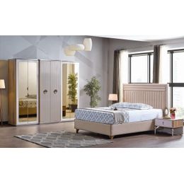 JVmoebel Schlafzimmer-Set Modern Schlafzimmer Set Bett 2x Nachttische Schrank Neu Luxus