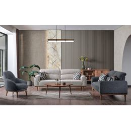 JVmoebel Wohnzimmer-Set Sofagarnitur 3+3+1 Sitzer Wohnzimmer Set Komplett Textil Sofa Sessel