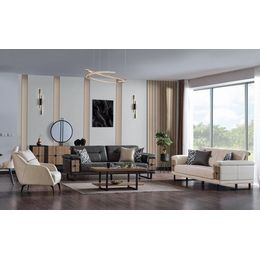 JVmoebel Wohnzimmer-Set Sofagarnitur 3+3+1 Sitzer Wohnzimmer Set Komplett Textil Sofa Sessel