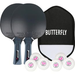 Butterfly Tischtennisschläger 2 x Timo Boll Titanium Schläger + Cell Case II + 6 x Bälle