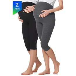 Be Mammy Umstandsleggings 3/4 Umstandsleggings aus Baumwolle 2Pack BE20-229 (2-tlg) elastischer Bund