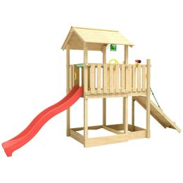 Jungle Gym Spielturm Drift, Spielanlage inklusive Rutsche mit Wasseranschluss, grün|rot