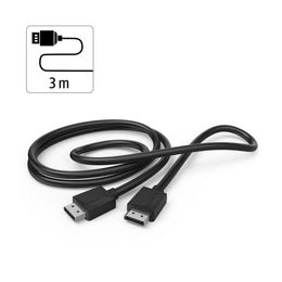 Hama DisplayPort-Kabel mit schlanken Display-Port Stecker, 21,6 Gbit/s Audio- & Video-Kabel, DisplayPort, DisplayPort (300 cm), doppelt geschirmt, Max. Auflösung 4K 4096 x 2160 Bildpunkte, 3 Meter, schwarz