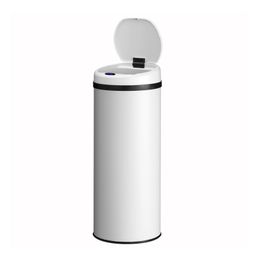 Juskys Automatik Mülleimer mit Sensor 50L - Abfalleimer mit elektrischem Deckel für Küche - Weiß