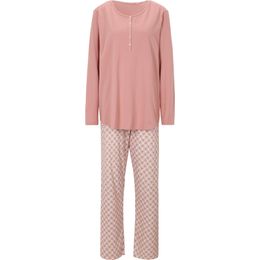 Calida Lovely Nights Schlafanzug, Henley-Ausschnitt, für Damen, rosa, L
