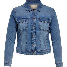 Only CARMAKOMA Jeansjacke, Klappkragen, Patten-Brusttaschen, für Damen, blau, 52