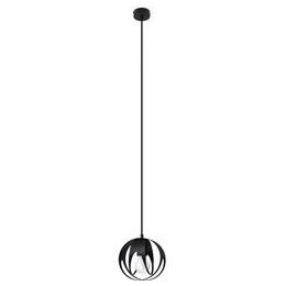 Kugel Hängelampe schwarz Lampen Esszimmer hängend Pendelleuchte rund schwarz 1 Flammig, Metall, 1x E27, DxH 16x125 cm