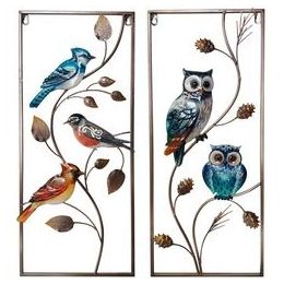 2et Außen Wand Behang Eulen Bild Vogel Relief Garten Außen Dekoration mehrfarbig