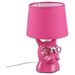Tischlampe Leuchte Nachttischlampe Keramik für Schlafzimmer Esszimmerlampe Tischleuchte Modern, Hund mit Brille pink, Textil, 1x E14 Fassung, DxH 18x29 cm