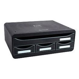 Exacompta Schubladenbox mit 4 Schubladen Toolbox Mini Kunststoff Schwarz 35,5 x 27 x 13,5 cm