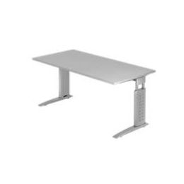 Hammerbacher Höhenverstellbarer Schreibtisch Holz, Metall Silber C-Fuß 1.600 x 800 x 680 mm Mit Aufbau