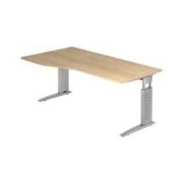 Hammerbacher VUS18/E/SDEAUFB Höhenverstellbarer Schreibtisch Eiche Holz, Metall Silber C-Fuß 1.800 x 800 x 680 mm Mit Aufbau