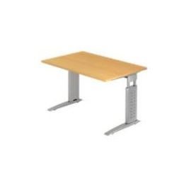 Hammerbacher Höhenverstellbarer Schreibtisch Buche Holz, Metall Silber C-Fuß 1.200 x 800 x 680 mm Mit Aufbau