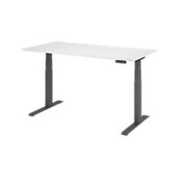 Hammerbacher VXDKB Elektrisch Höhenverstellbar Sitz-Stehschreibtisch Weiß C-Fuß 1.600 (B) x 800 (T) x 1.290 (H) mm Spanplatte, Stahl
