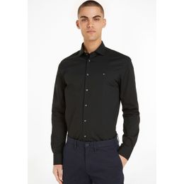 Langarmhemd Tommy Hilfiger "LA-Hemd Flex Poplin SF" Gr. 42, N-Gr, schwarz (black) Herren Hemden Langarm