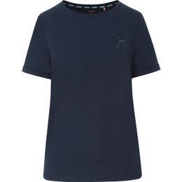JOOP! Sheer Luxury Kurzarmshirt, Rundhals, Logo, für Damen, blau, S