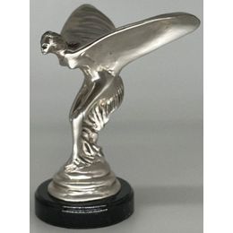 Casa Padrino Dekofigur Casa Padrino Luxus Bronze Skulptur Spirit of Ecstasy Frau mit Flügeln Silber / Schwarz 15 x 15 x H. 21 cm
