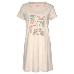 Lascana Nachthemd Damen Größe XXS/XS beige / grün / koralle