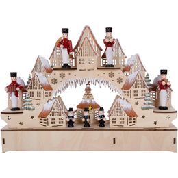MyFlair Möbel & Accessoires LED Schwibbogen Weihnachtsdeko (1-tlg), aus Holz, mit LED Beleuchtung, Höhe ca. 21 cm, beige