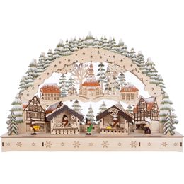 MyFlair Möbel & Accessoires LED Schwibbogen Weihnachtsdeko (1-tlg), aus Holz, mit LED Beleuchtung, Höhe ca. 30 cm, beige|braun
