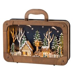 HGD Holz-Glas-Design Weihnachtsfigur LED Weihnachtsdekoration (Stück, 1 Winterlandschaft), beige