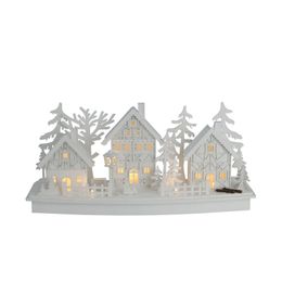 HTI-Living Weihnachtsfigur Weihnachtsszene beleuchtet LED (Stück, 1 St., 1 Weichnachtsszene ohne Batterien), LED Haus Weihnachtsdekoration, weiß