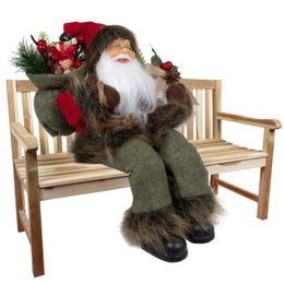 Christmas Paradise Weihnachtsmann Viktor 45cm / 30cm, sitzend (Dekofigur grau-rot, 1 St., Weihnachtsdeko), Kantenhocker zum Hinsetzen, bunt