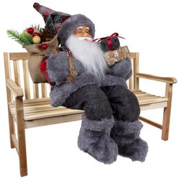 Christmas Paradise Weihnachtsmann Finn 45cm / 30cm, sitzend (Dekofigur grau, 1 St., Weihnachtsdeko), Kantenhocker zum Hinsetzen