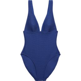 Esprit Livia Beach Badeanzug, Rippstruktur, uni, für Damen, blau, 36