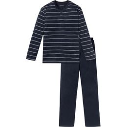 Schiesser Pyjama, Streifen, für Herren, blau, 48