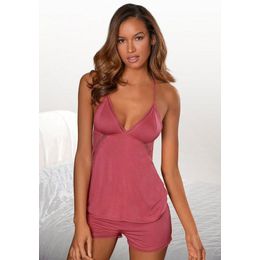 Lascana Babydolltop mit feinen Trägern und transparenten Spitzeneinsätzen, rosa