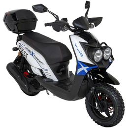 Gt Union Motorroller PX 55 Cross-Concept, 125 ccm, 85 km/h, Euro 5, (Set), mit Topcase, blau|schwarz|weiß
