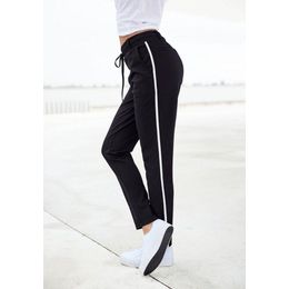 Lascana Jogger Pants mit sportlichen Seitenstreifen, Loungewear, schwarz