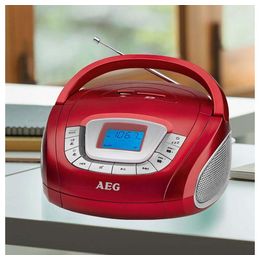 AEG Radio (Radio mit USB und SD Slot Stereoanlage rot Musikanlage MP3 Wecker Uhr)