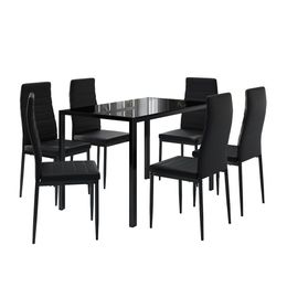 VICCO Esstisch Essgruppe GRAND METALL Schwarz mit 6 Stühlen