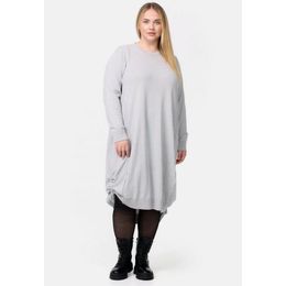 kekoo A-Linien-Kleid Strickkleid aus weichem Feinstrick mit Raffung 100% Baumwolle 'Pure'