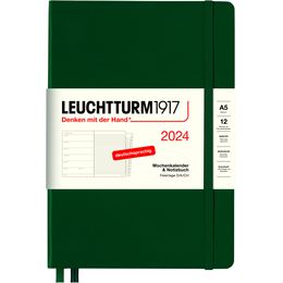 LEUCHTTURM 1917 Wochenkalender & Notizbuch "Medium", DIN A5, Hardcover, 2024, grün