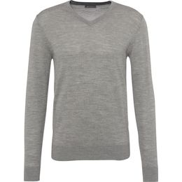 GALERIA essentials Wollpullover, V-Ausschnitt, Rippblende, für Herren, grau, XXL