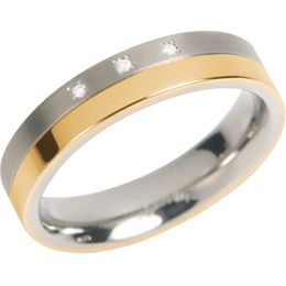Boccia® Damen Ring, Titan mit 3 Diamanten, zus. ca. 0,015 Karat, bicolor, 55