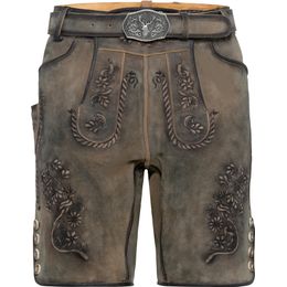 Alpenfeeling Trachten-Lederhose, Stickerei, Gürtel, für Herren, braun, 46