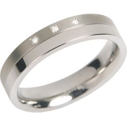 Boccia® Damen Ring, Titan mit 3 Diamanten, zus. ca. 0,015 Karat, silber, 54